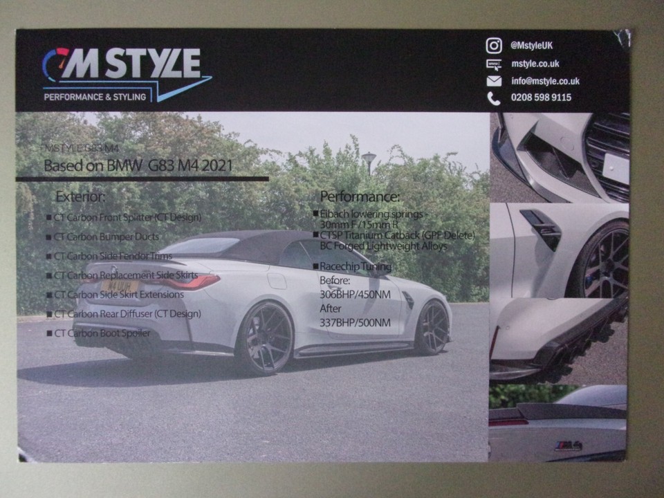 BMW MSTYLE G83 M4 COMPETITION orig 2021 UK Mkt Sales Leaflet Brochure ...