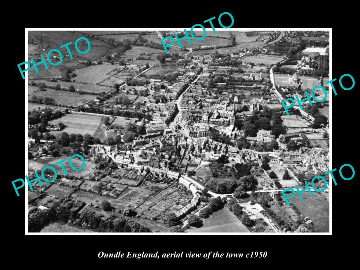 OLD LARGE HISTORIC PHOTO OF OUNDLE ENGLAND AERIAL VIEW OF THE TOWN ...