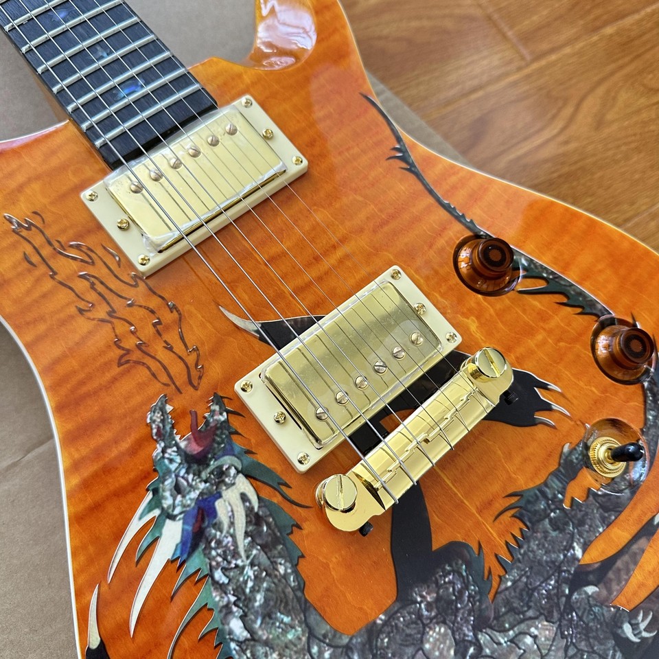 PRS Orange Electric Guitar 2H Pickup dragon - shaped relief Golden ...