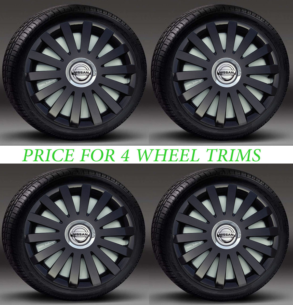 Fulll Set 14" Black wheel trims, Hub Caps, Covers to fit Nissan Micra ...