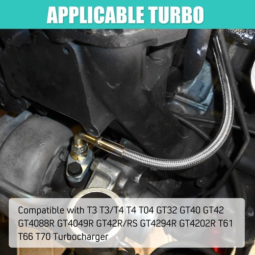Turbo Oil Feed Line Kit with T3 T4 GT35 T70 T66 T61 T60 T04E T04 GT32 ...