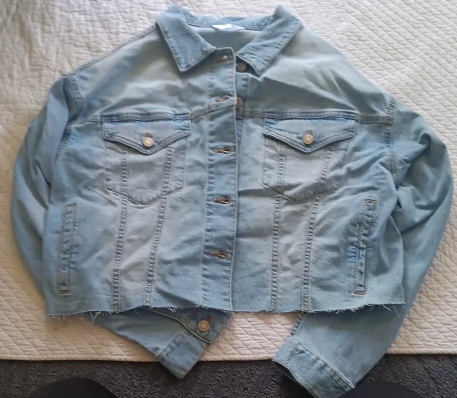 Denim With Pockets Light Blue Button UP Jacket | eBay