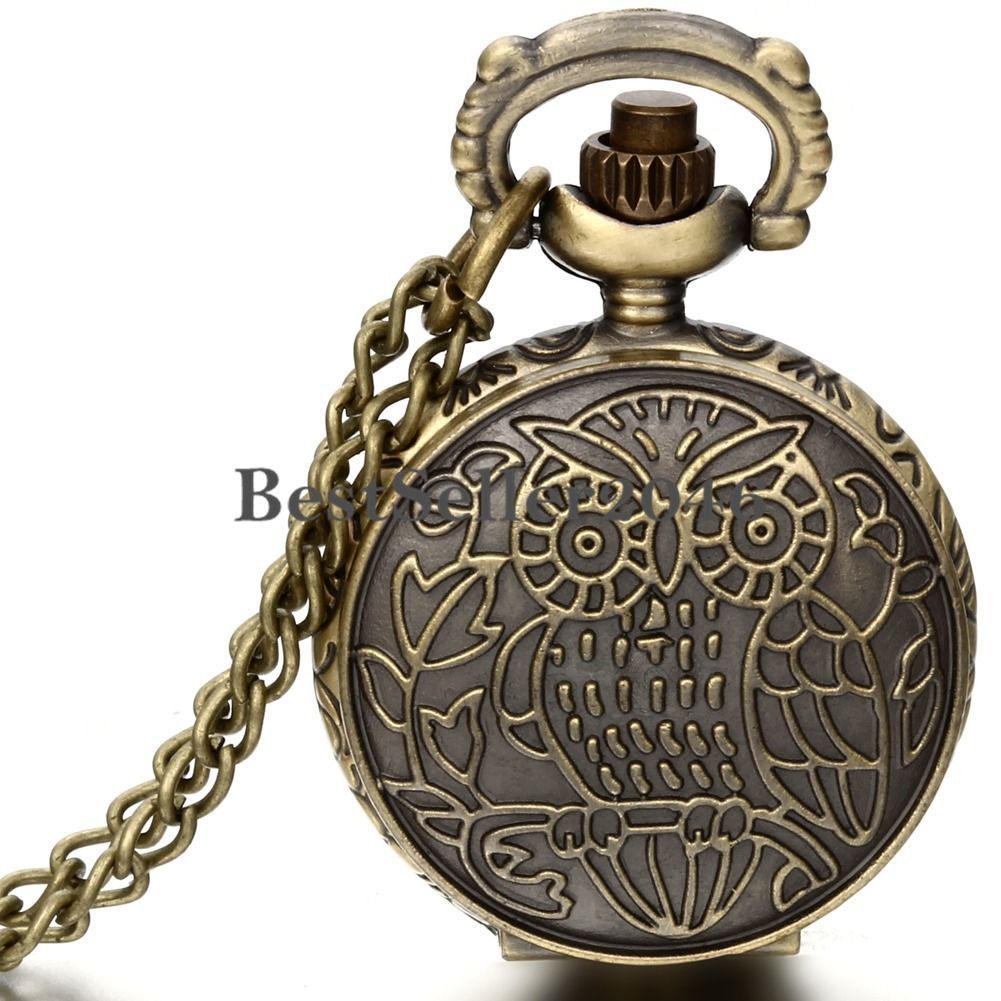 Vintage Bronze Owl Pattern Numerals Dial Quartz Pocket Watch Pendant ...