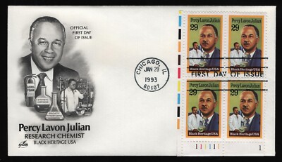 #2746 29c Percy Lavon Julian-Plate Block, Art Craft FDC **ANY 5=FREE ...