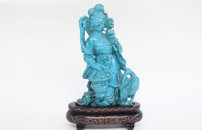 Chinese Turquoise Stone Carved Girl Figurine | eBay