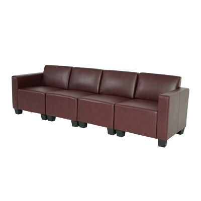 B-Ware Modular 4-Sitzer Sofa Couch Moncalieri, Kunstleder rot-braun ...