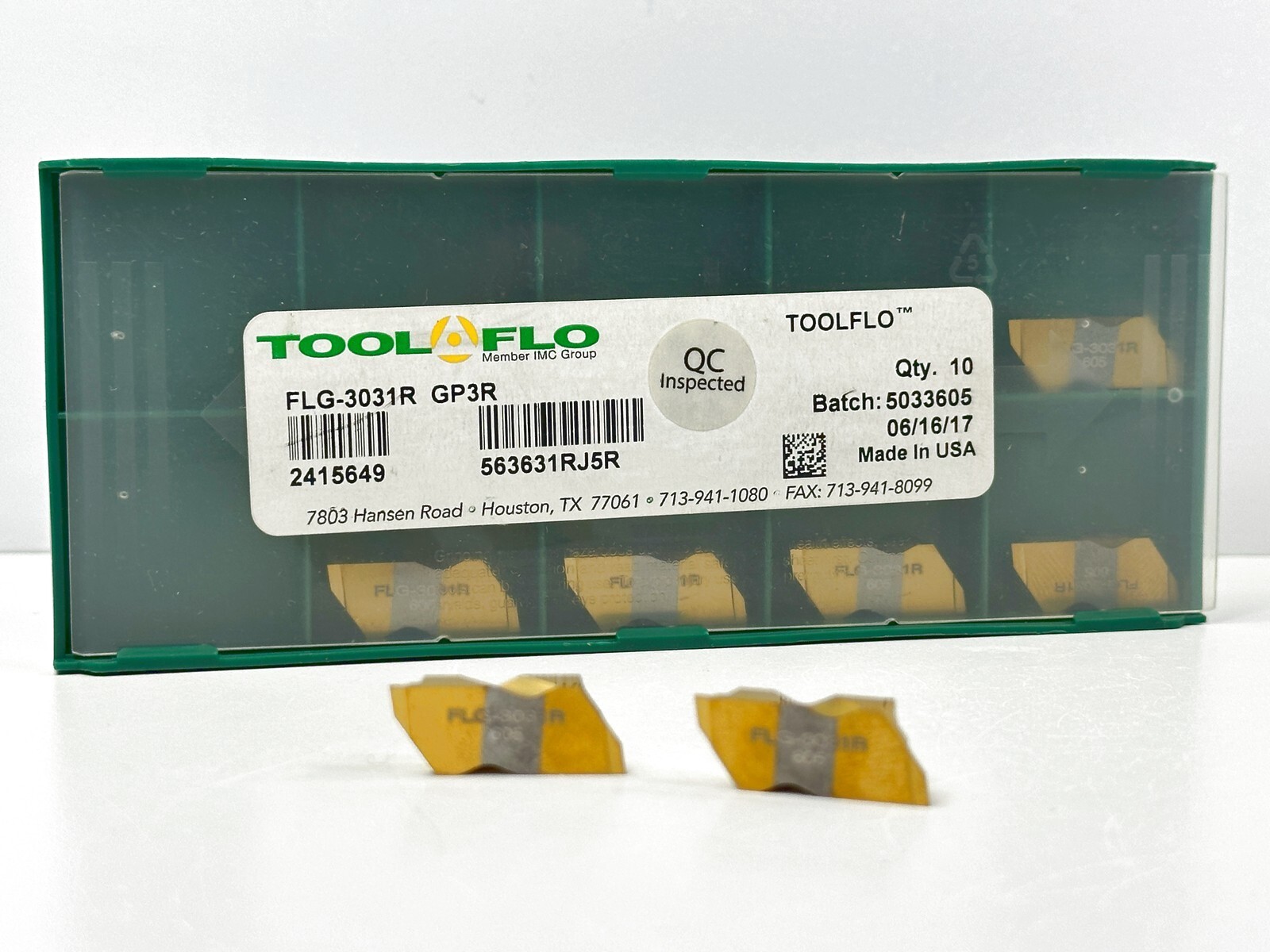 TOOL-FLO FLG-3031R New Carbide Grooving Inserts 2415649 Grade GP3R 10pcs