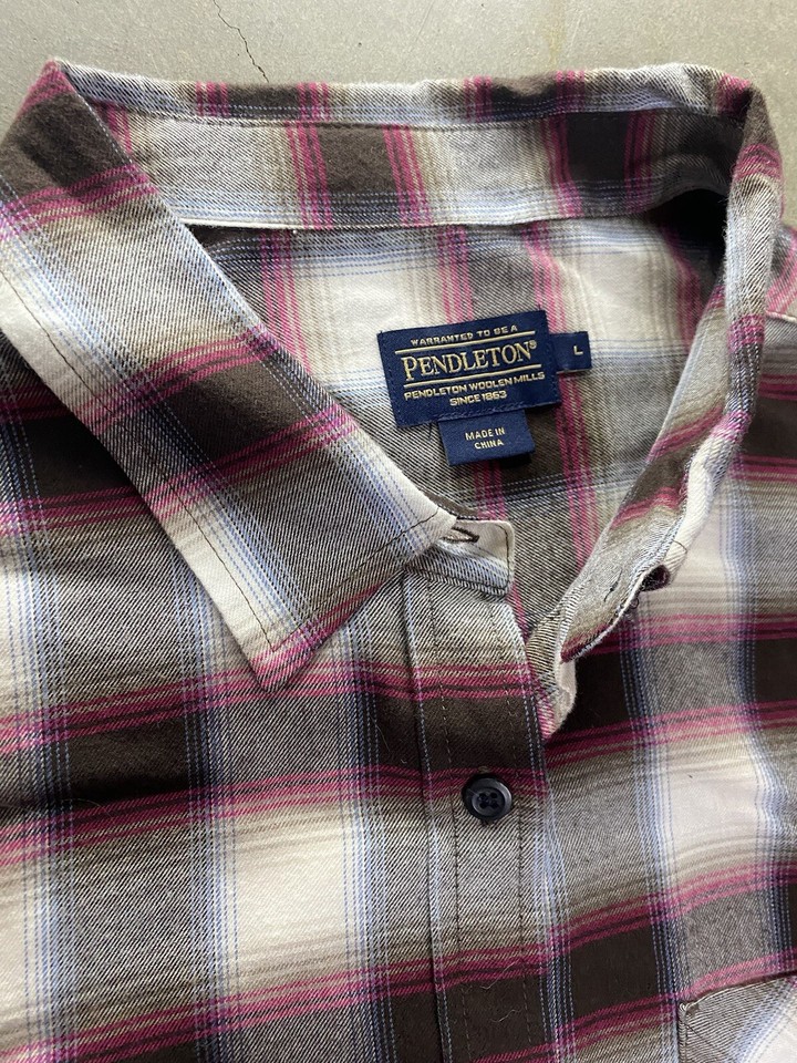 Women’s Pendleton Flannel Shirt Button Up Plaid Magenta Black 90s Punk ...