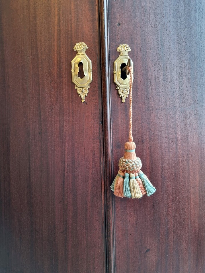 Antique Mahogany Corner Wall Cabinet – Brass Hardware | Georgian ...