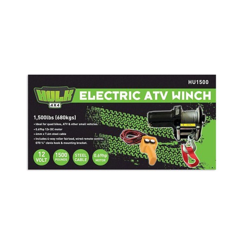 Hulk 4x4 Offroad Atv 680kg Electric Steel Cable Winch Recovery Kit With ...