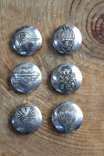 Set of 6 Stamped Sterling Silver Button Covers Native Southwest Designs ...