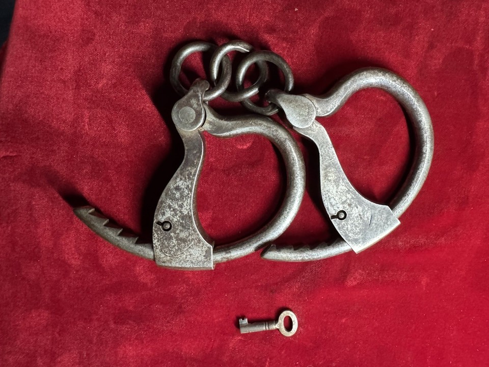 Vintage Tower Single Lock Handcuffs Antique Police 1870"s | eBay