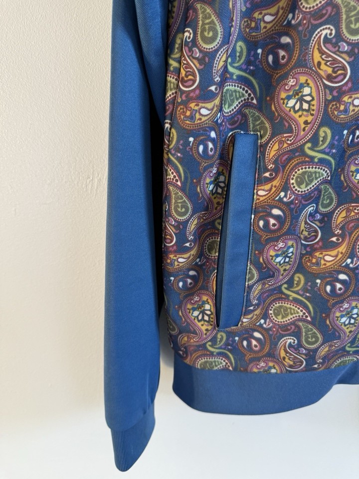 Pretty Green Zip Up Track Jacket Small Blue Paisley | eBay UK