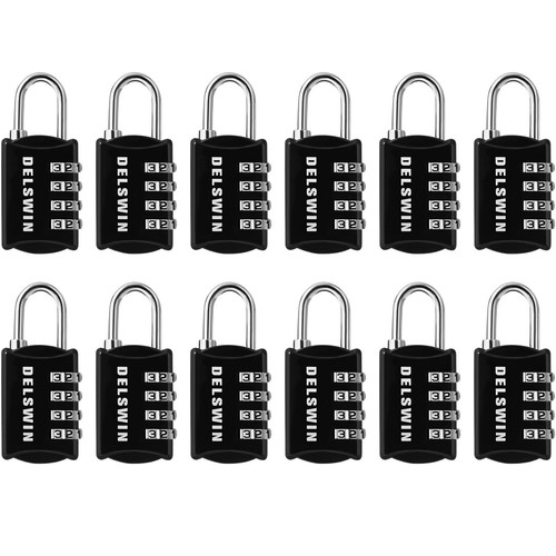 4-Digit Gym Locker Combination Padlock - 12 Pack Resettable Combo Locks ...