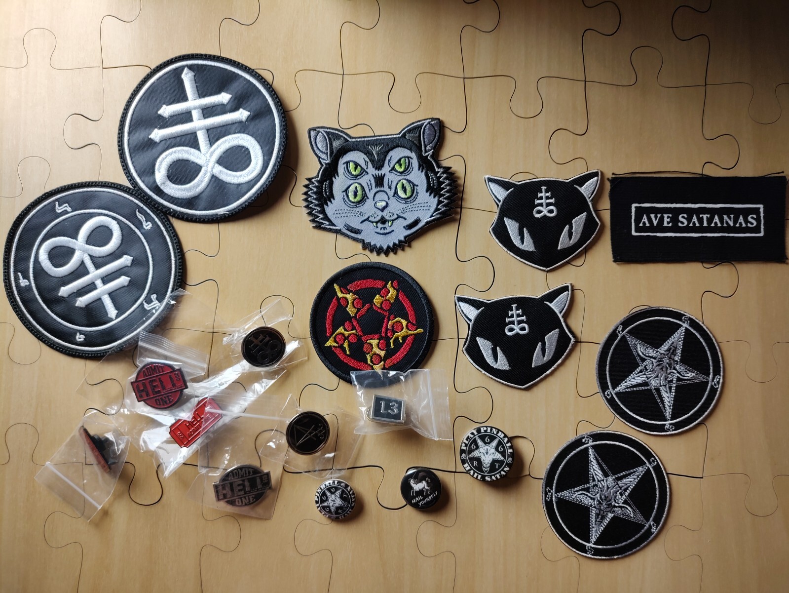 Satanic Patch Pin Set Ave Satanas Lilith Leviathan Cross Hail Yourself ...