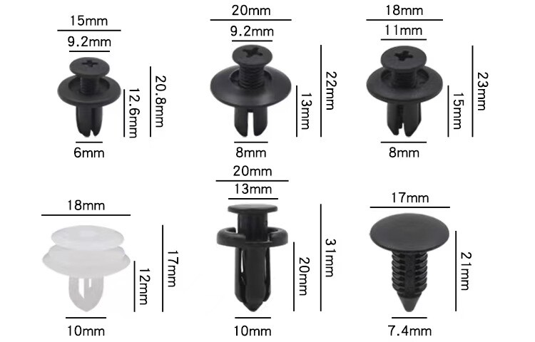 100PCS Retainer Clips Body Bumper Rivet Retainer Trim Molding Push Pin ...