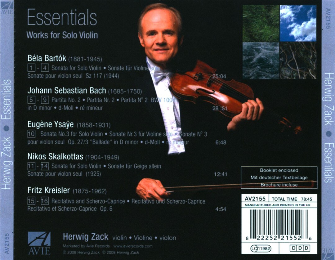 HERWIG ZACK ESSENTIALS: WORK FOR SOLO VIOLIN NEW CD 822252215526| eBay