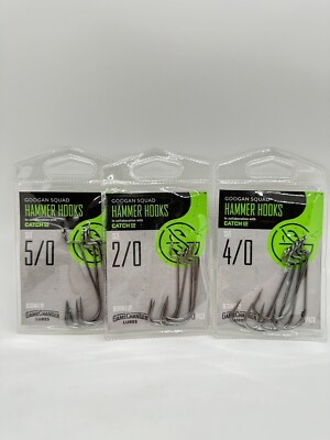Googan Squad 2/0 4/0 5/0 EWG Hammer Hooks LOT OF 3 PACKS | eBay