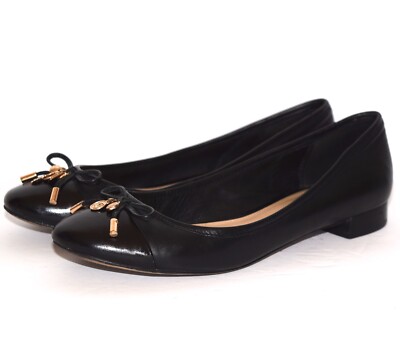 COACH Noella Black Leather Bow Block Heel Flats Size 7.5B | eBay