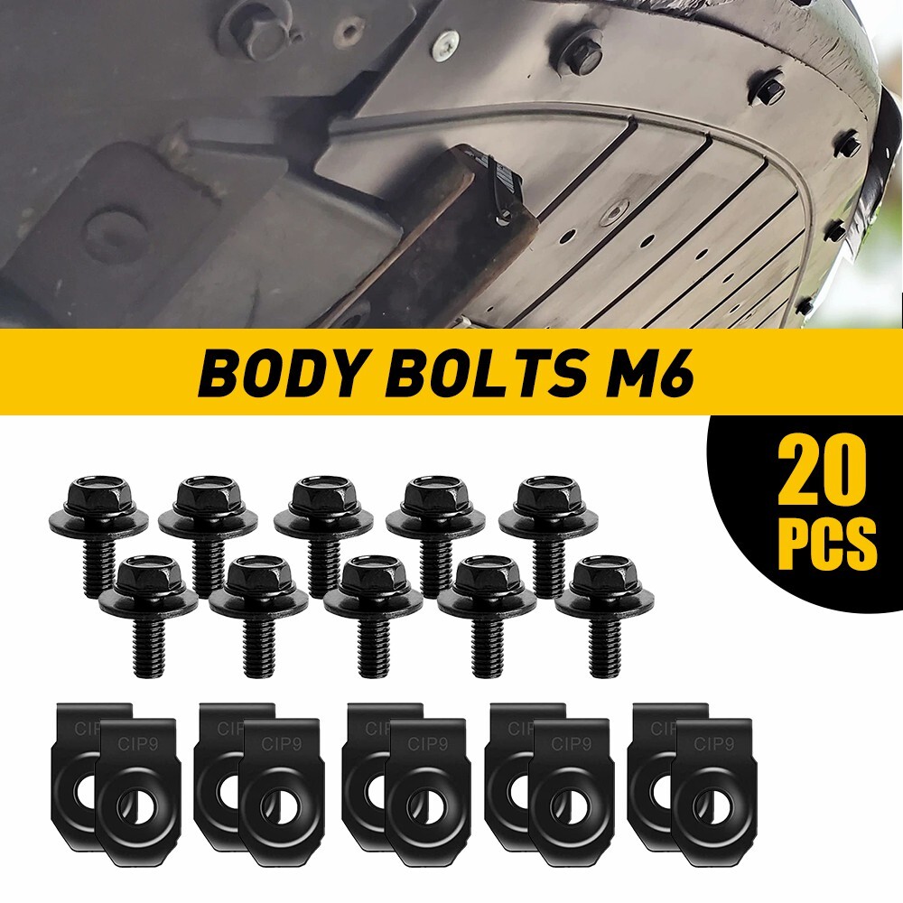 Clips M6-1.0 thread Bolts M6-1.0x20mm long 10mm hex Truck Body Bolts U ...