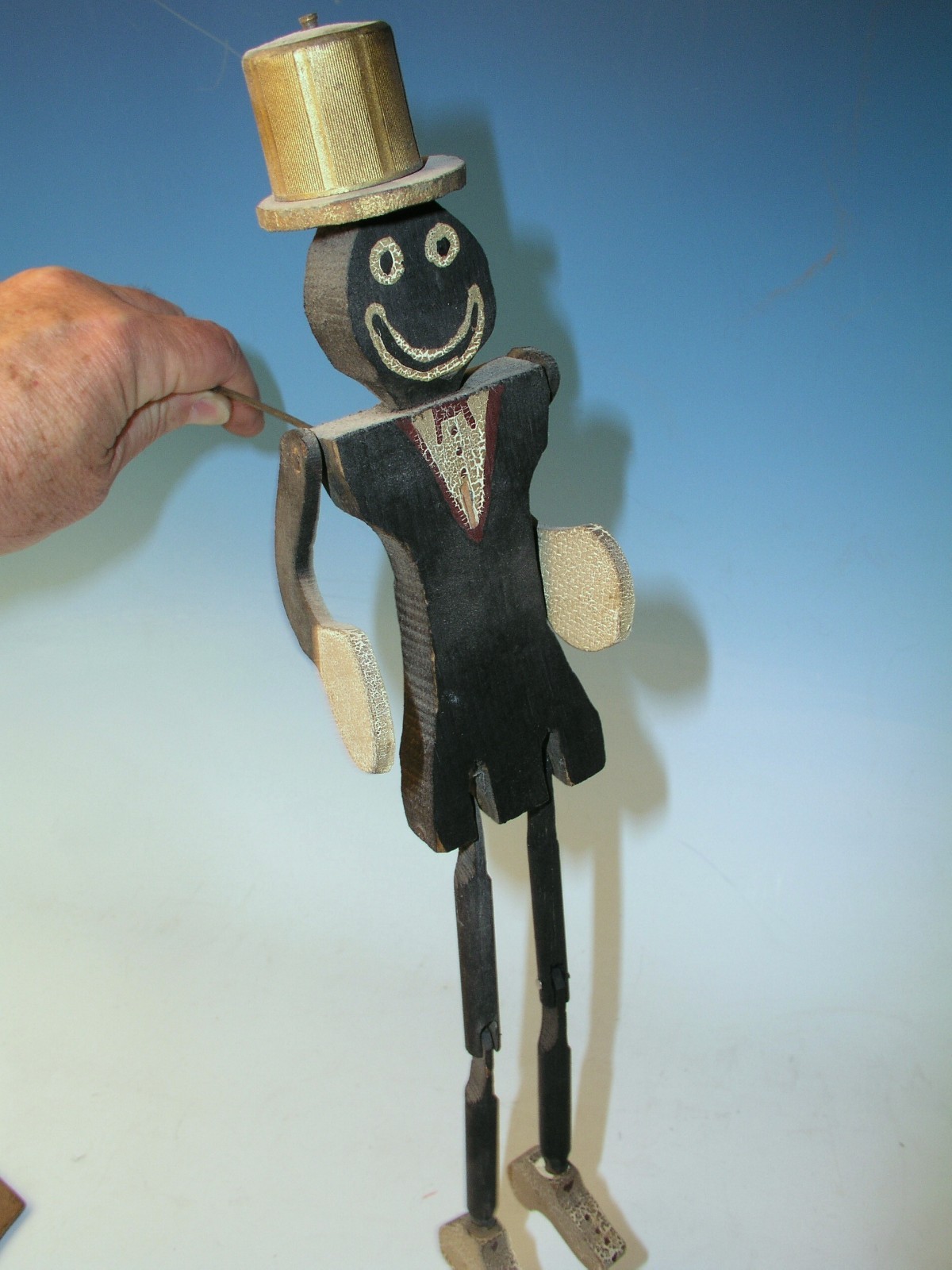 American ANTIQUE Painted Wood Toy...RARE DANCING MAN WOODEN TOY AMERICA ...