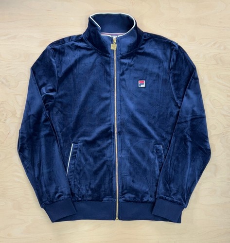 Fila Vintage Men's Irving Velour Track Jacket Retro Comfort Navy Blue ...