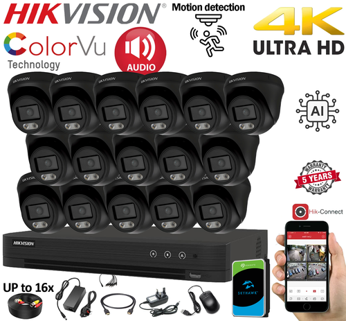 HIKVISION 8MP 4K ColorVu CCTV Kit Audio Camera DVR System Night Vision ...