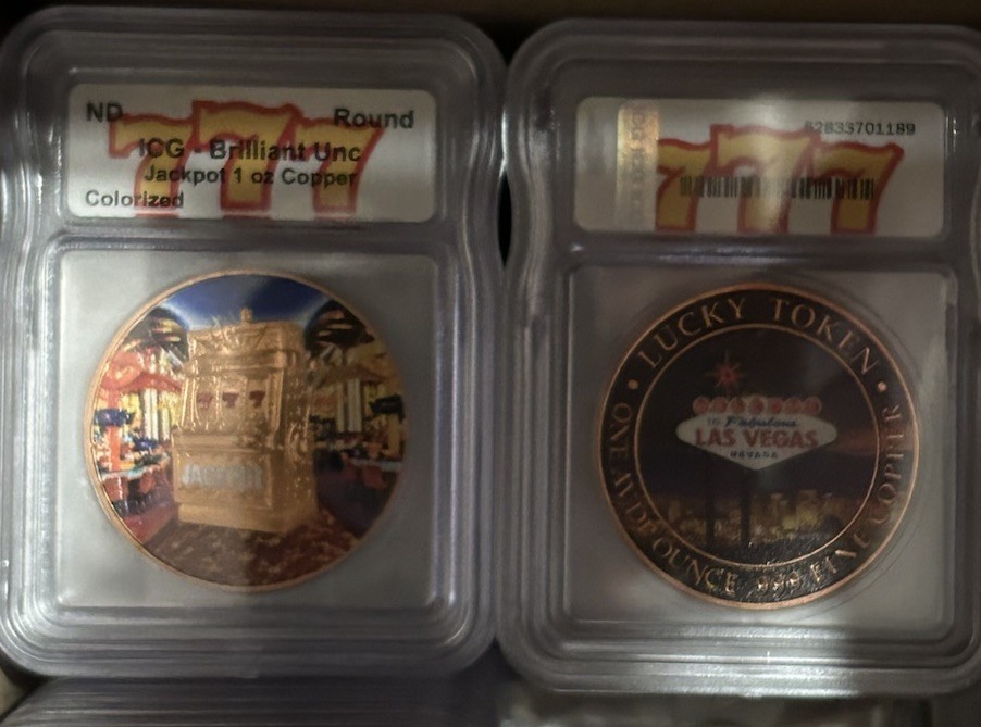 Jackpot 777 Casino Slot Machine 1 oz Copper.999 Set Of 2 colorized In ...