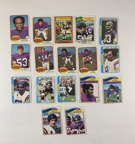 1976, 1977, 1978, Topps Football Minnesota Vikings Team Lot 17 Cards VG ...