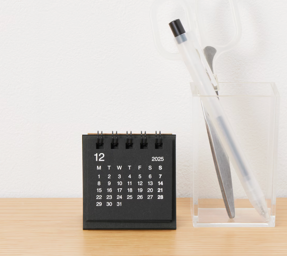 Muji 2026 Mini Desk Calendar 6x6cm Black 2025.12-2026 12 | eBay