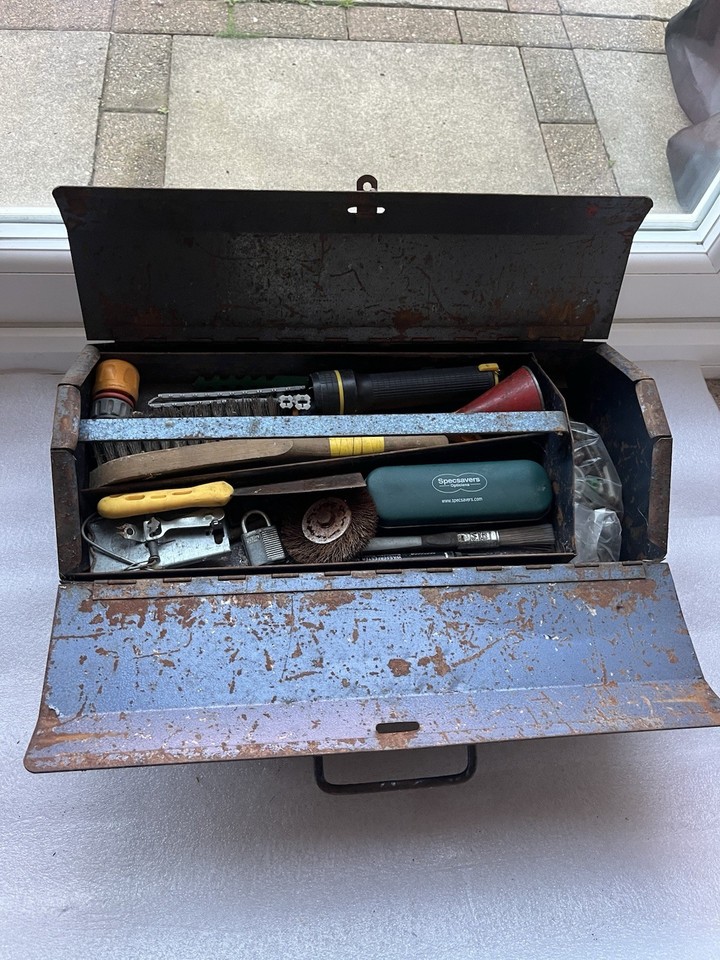 Vintage Rabone Chesterman ENOX Metal Tool Box + Mixed Tools Job Lot ...