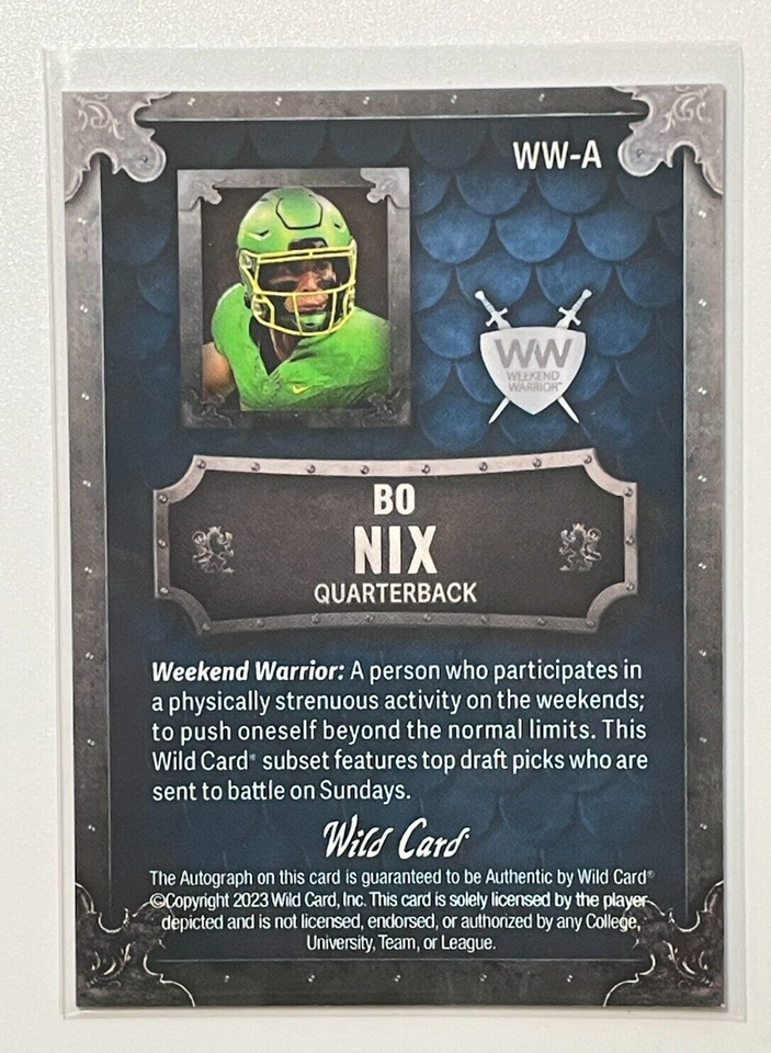 BO NIX 2023 Wild Card Matte Weekend Warrior Rookie Chase Card Auto ...