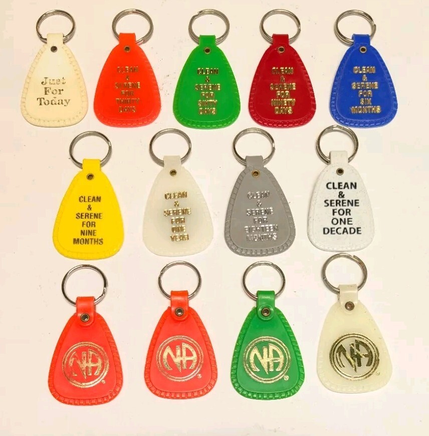 13 NA Narcotics Anonymous Plastic Keychains, Just For Day Clean - One ...