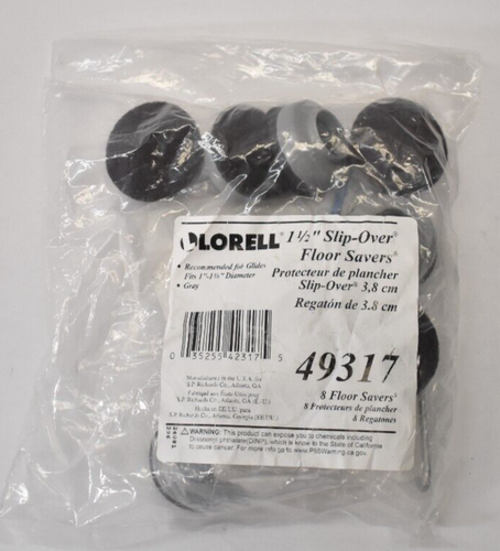 Lorell 1-1/2" Slip Over Floor Savers 8 Piece Set Assembly Gray 49317 ...