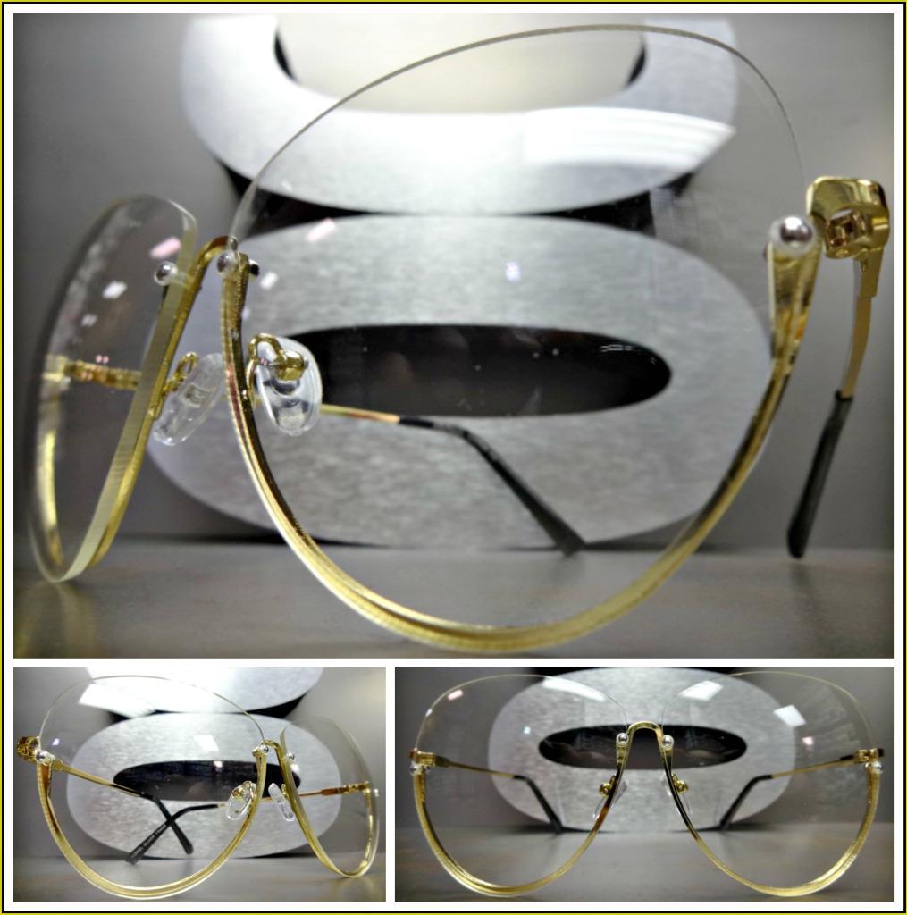 New CLASSIC VINTAGE RETRO Style Clear Lens EYE GLASSES Unique Gold ...