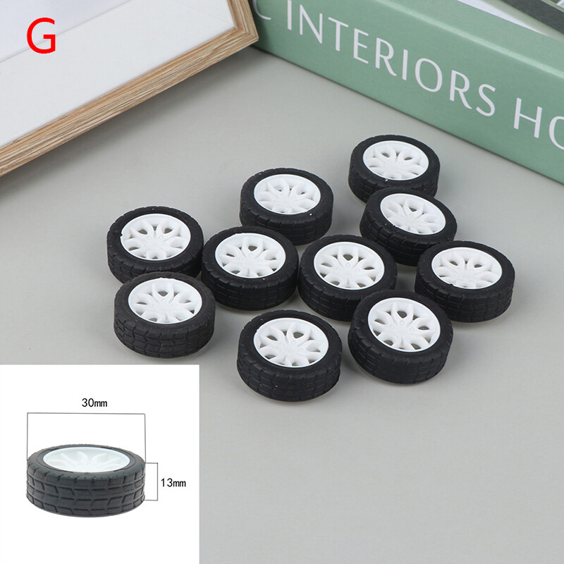 10PCS PC Toy Wheel Rubber Rim Tyres DIY Mini Technology 4WD Colorful ...