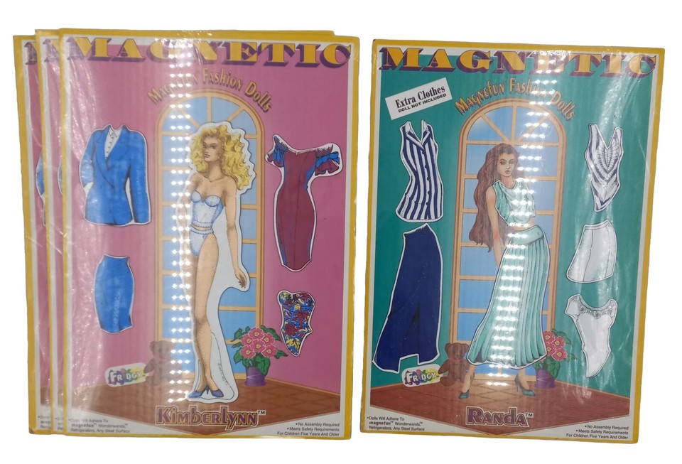NOS Vintage 90s Fridge Magnets Fashion Paper Dolls Dress Up Lot Fridgy ...