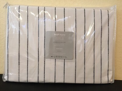 INUP HOME Fine Linens QUEEN Duvet 3 Pc Set Black Stripes/White 100% ...