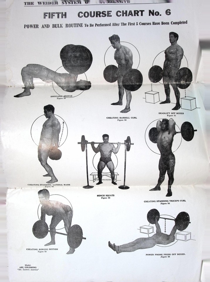 Vintage 1950s Weider System Barbell Exercise Chart No. 6 Bodybuilding ...