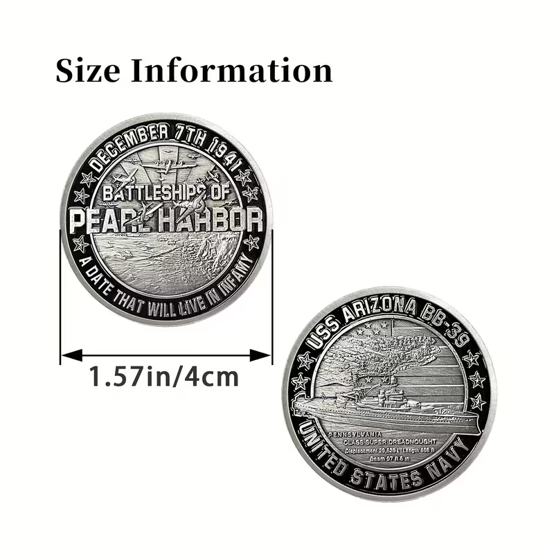 Navy USS Arizona BB-39 Challenge Coin Collectable Military Ship Pear ...