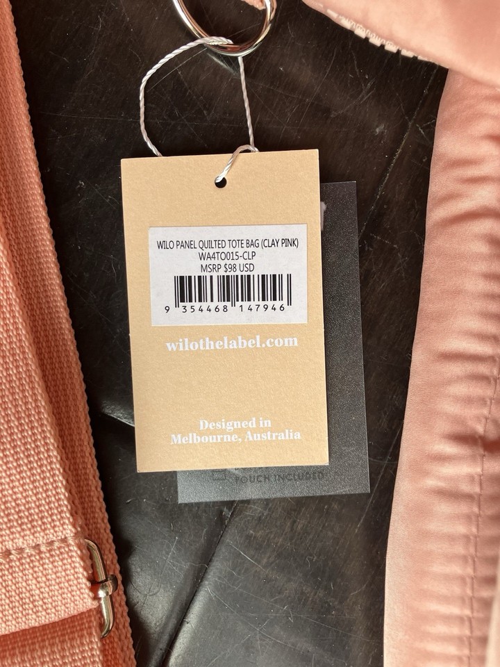 Wilo The Label Puffer Quilted Tote Bag $98 Clay Pink w/ Accessory Bag ...