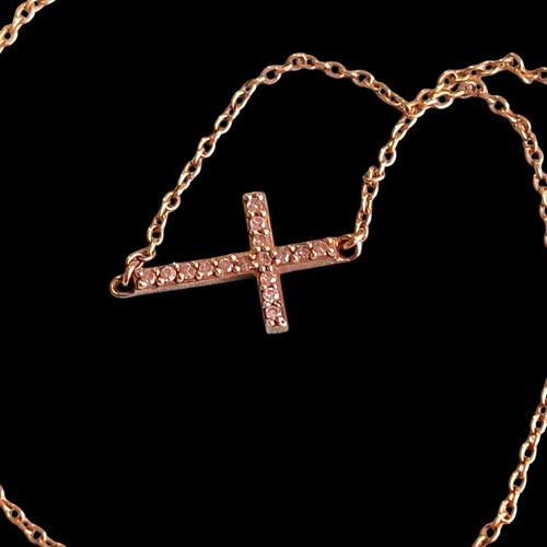18in 925 Sun KA 1772 Gold Over Sterling Silver Diamond Cross Necklace ...