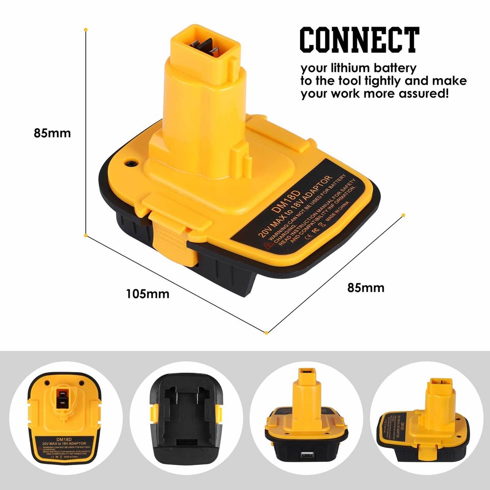 Adapter for Dewalt for Milwaukee 18V Li-ion Battery Convert to for ...