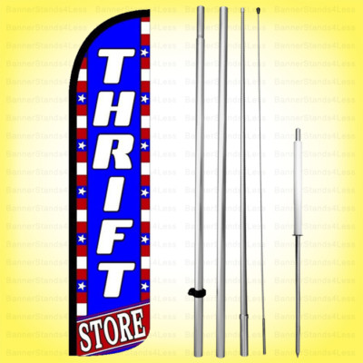 THRIFT STORE - Windless Swooper Flag Kit 15' Feather Banner Sign bz-h ...