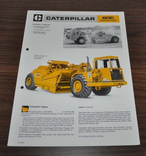 Caterpillar 613C Elevating Scraper Cat Specification Technical Brochure ...