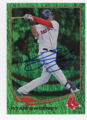 SIGNED BASEBALL CARD AUTO TOPPS 2013 RYAN SWEENEY BOSTON RED SOX #291 ...