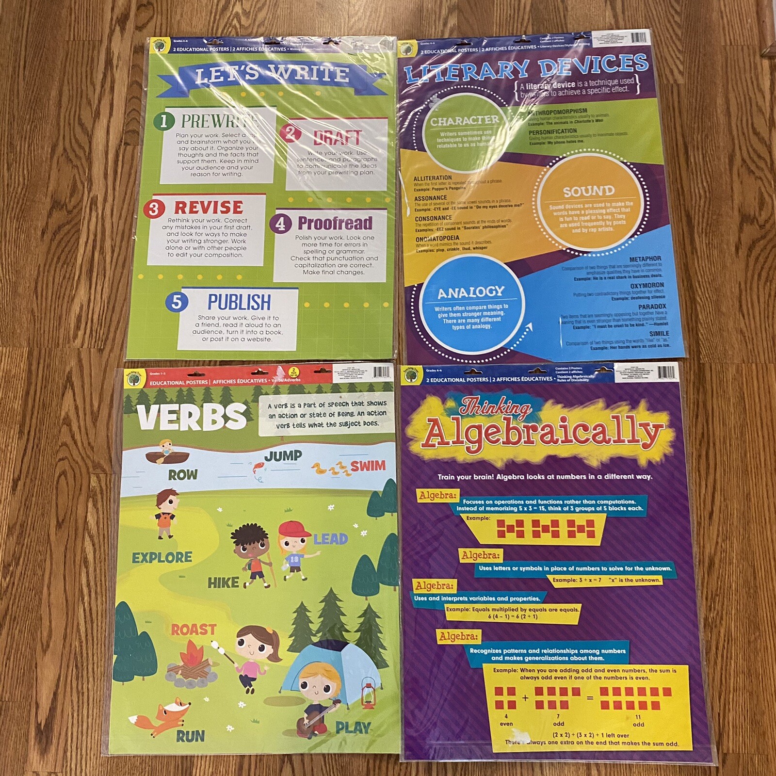 SEALED TEACHING TREE POSTERS 3 GRADES 4-6 & 1 Grade 1-3 Write Verbs ...