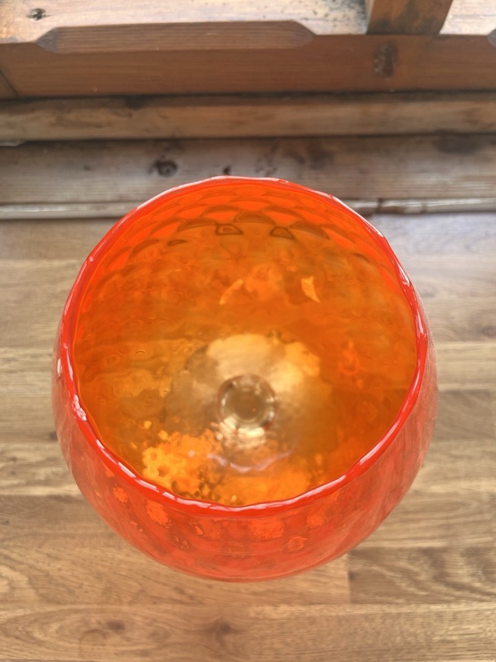 Murano Open Glass Bowl Vase Orange Dimple MCM 1960s | eBay UK