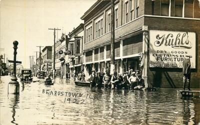 Real Photo Postcard Flooded Street Scene in Beardstown, Illinois 1922 ...