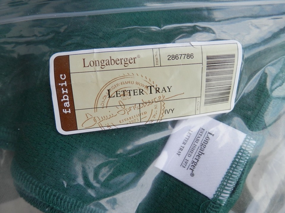 LONGABERGER NEW IN PACKAGE LINER IN IVY COLOR FOR LETTER TRAY BASKET | eBay